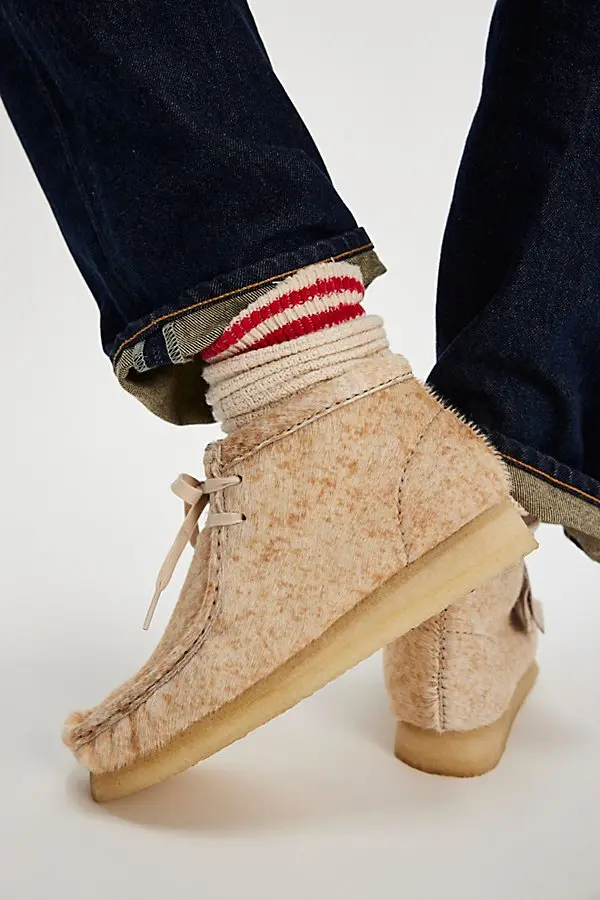 Clarks Wallabee Hair-On Boots - Speckled Hair On | Editorialist